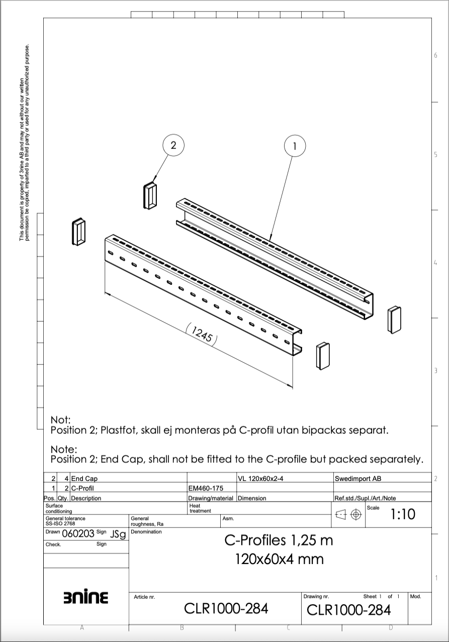 3nine's C-profile BLUE LINE for installation of the oil mist eliminator